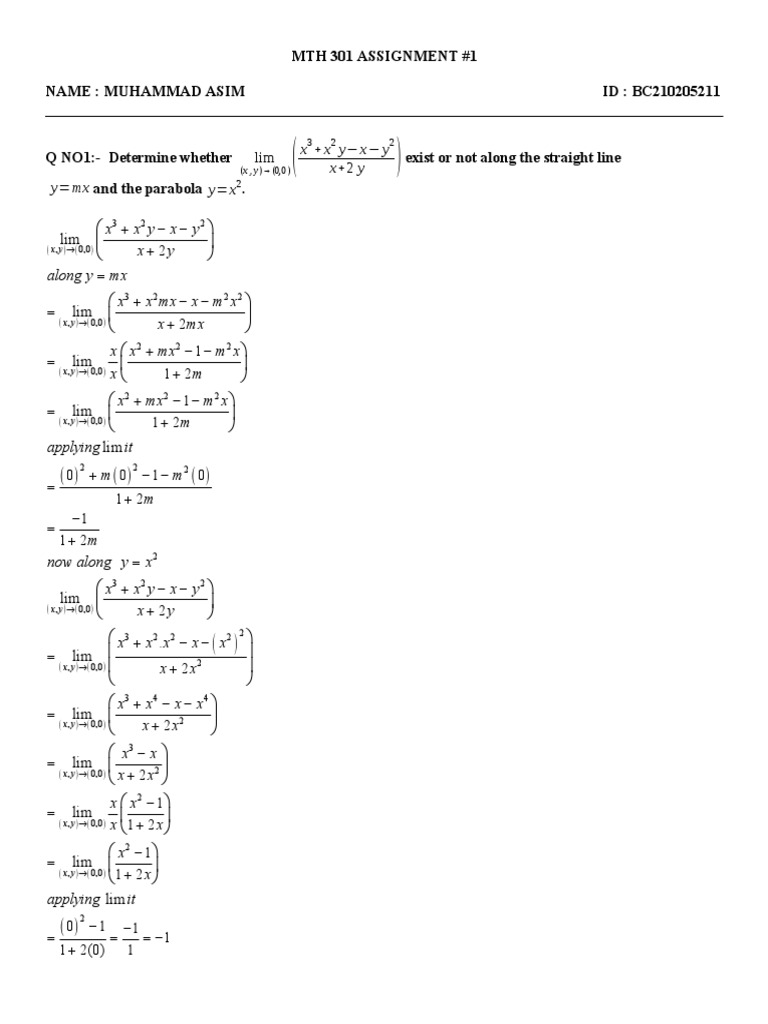 MTH 301 Assignment | PDF | Calculus | Mathematical Analysis