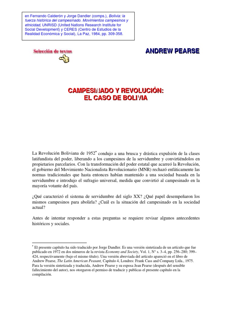 033 Andrew Pearse | PDF | Bolivia | Agricultura