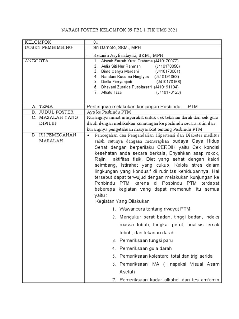 Pentingnya Kunjungan Posbindu PTM | PDF