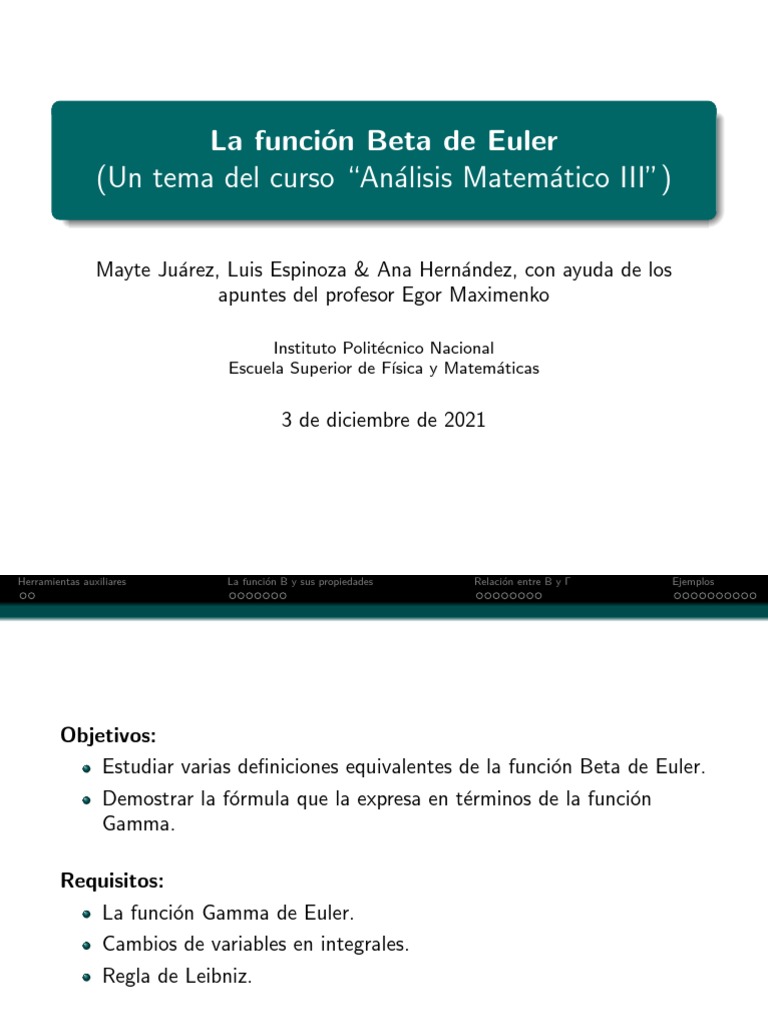 La Funci N Beta | PDF | Función (Matemáticas) | Integral