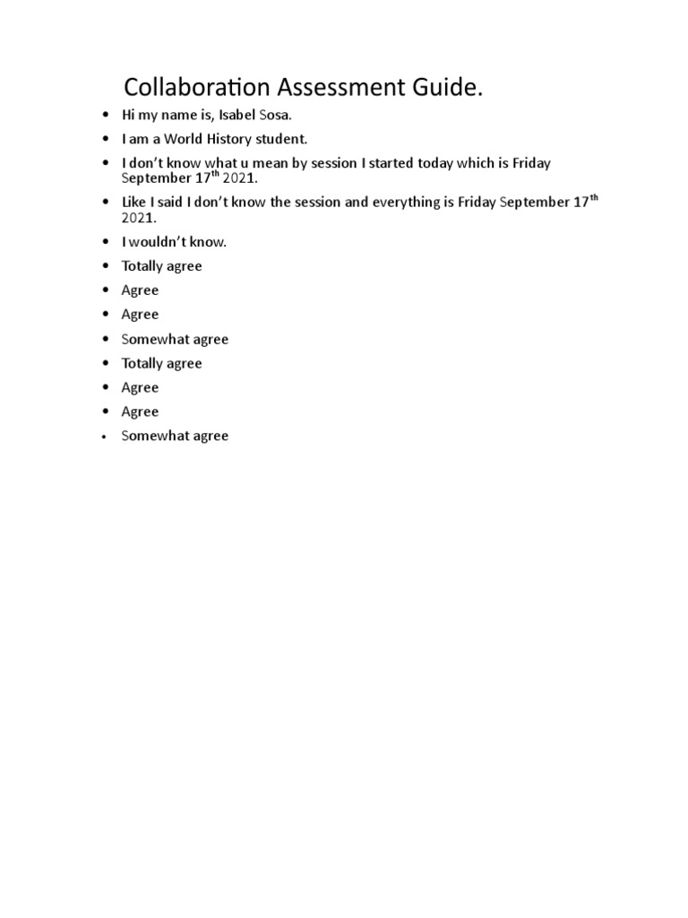 Collaboration Assessment Guide.: TH TH | PDF