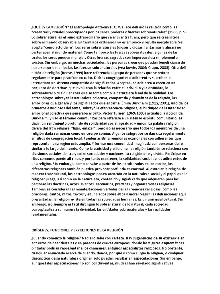 Definición y Funciones de la Religión | PDF