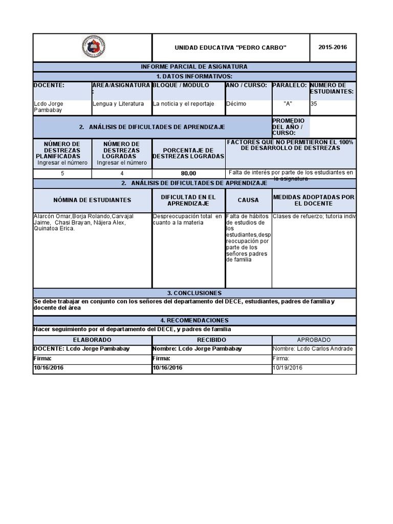 Informe Parcial de Asignatura I | PDF | Aprendizaje | Cognición