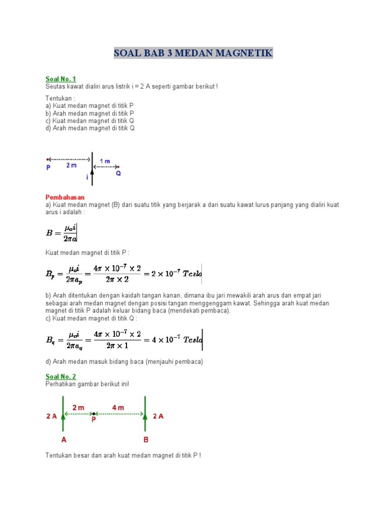 Soal dan Pembahasan Medan Magnetik | PDF | Metode & Bahan Ajar | Sains ...