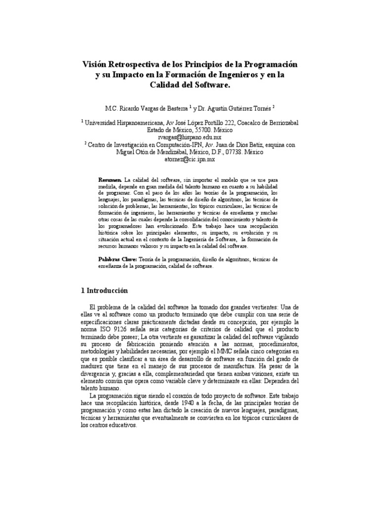 Visión Retrospectiva de Los Principios de La Programación | PDF ...