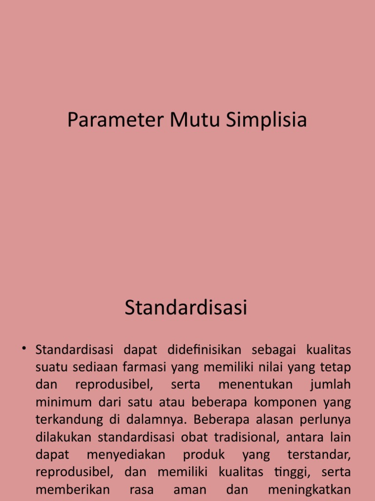 Parameter Mutu Simplisia | PDF