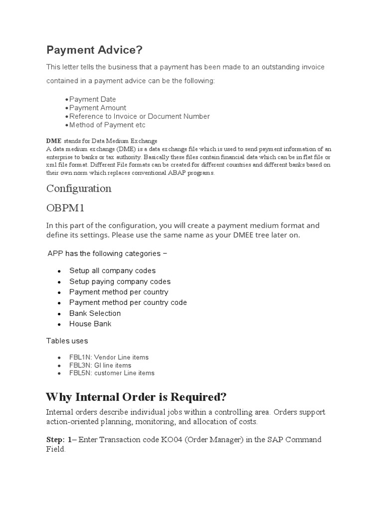 OBPM1 Configuration for Payment Advice | PDF | Business | Computers
