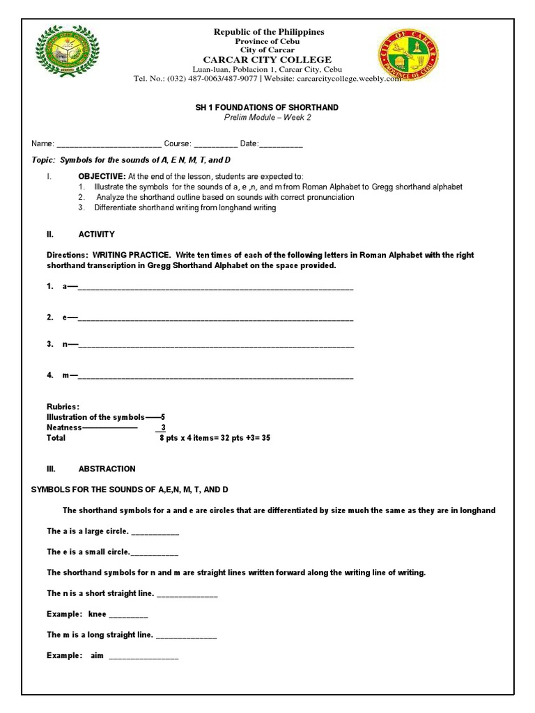 Short Hand Bsoa-1a, B, C | PDF | Shorthand | Writing