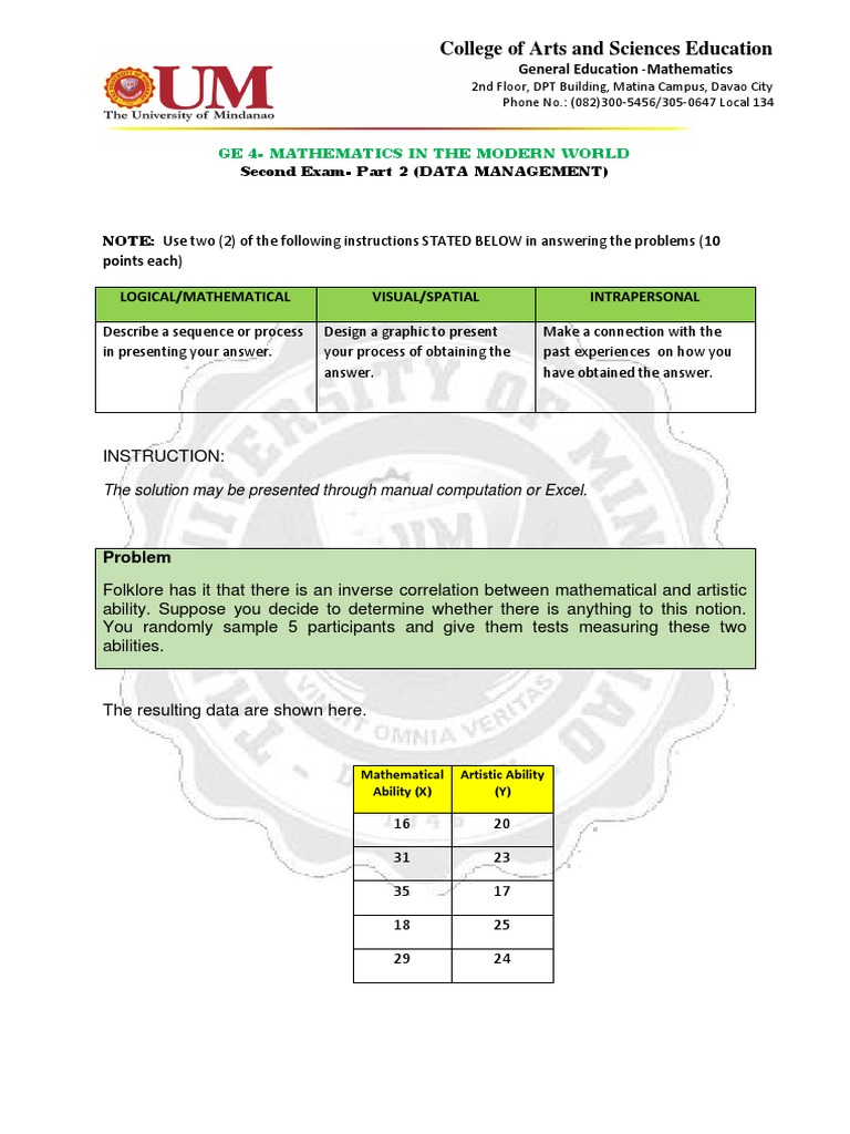 First Sem 2021 2022-GE 4 - SECOND EXAM - QUESTIONNAIRE (PART 2) Updated As of 2nd Term First Sem ...
