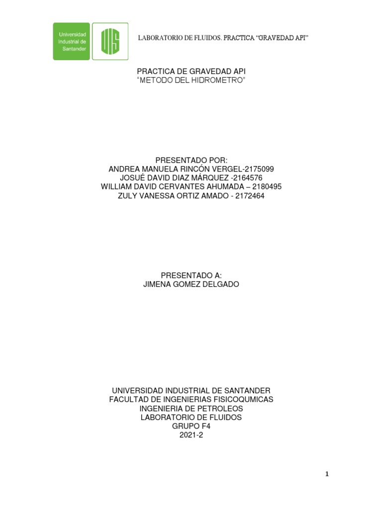 Gravedad API | PDF | Densidad | Laboratorios