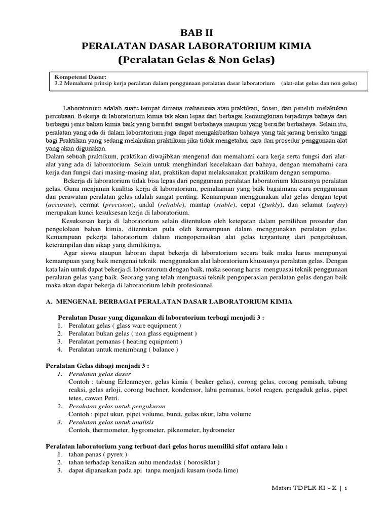 Materi Bab Peralatan Gelas Dan Non Gelas | PDF