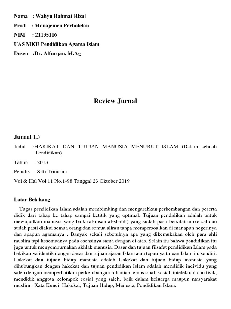 Wahyu Rahmat Rizal - 21135116 UAS MKU Agama Islam | PDF | Karier ...