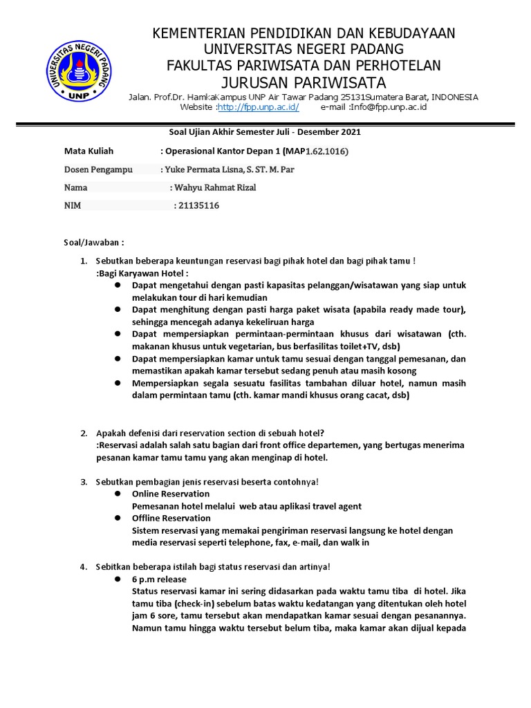 Wahyu Rahmat Rizal - Soal UAS FO Juli Des 2021 | PDF