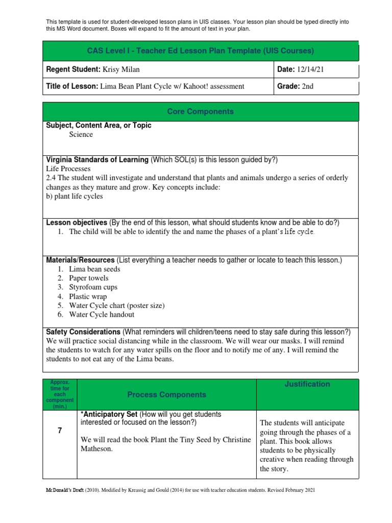 Cas Level I Lesson Plan Milan | PDF | Lesson Plan | Teachers