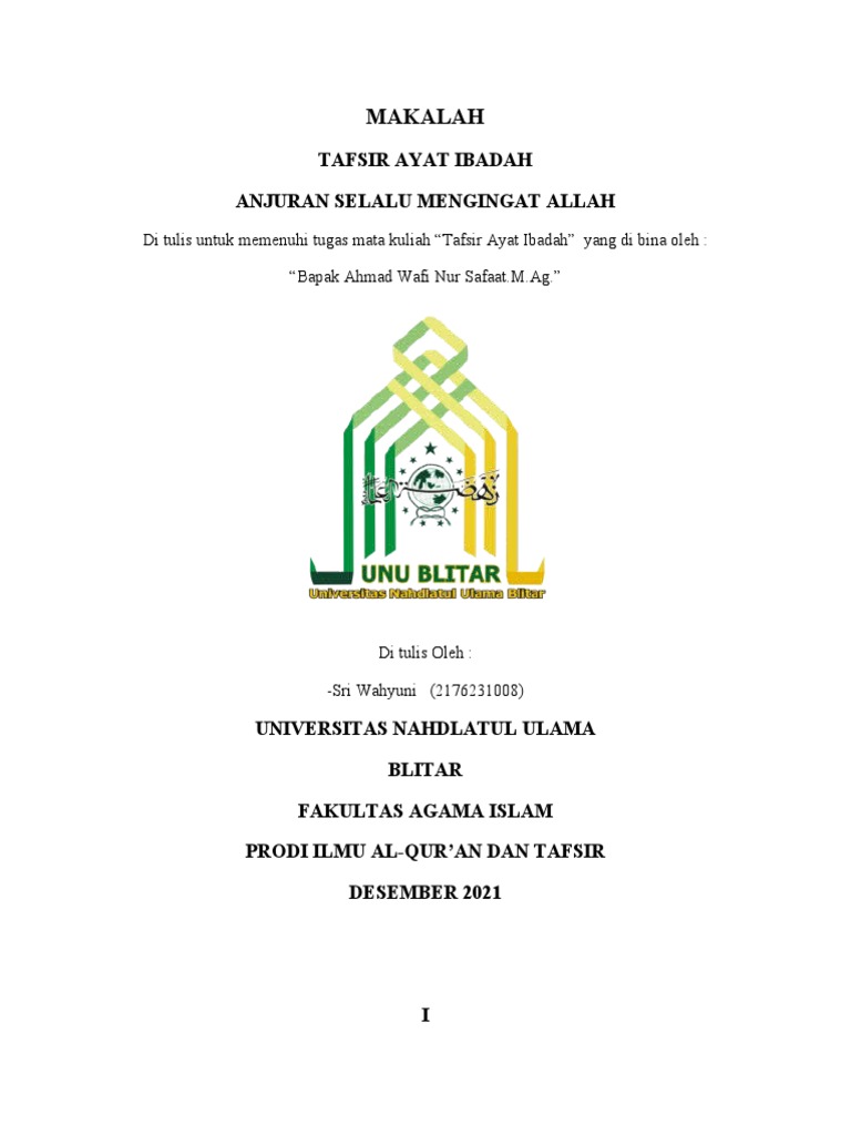 Makalah Tafsir Ayat Ibadah (Autorecovered) | PDF