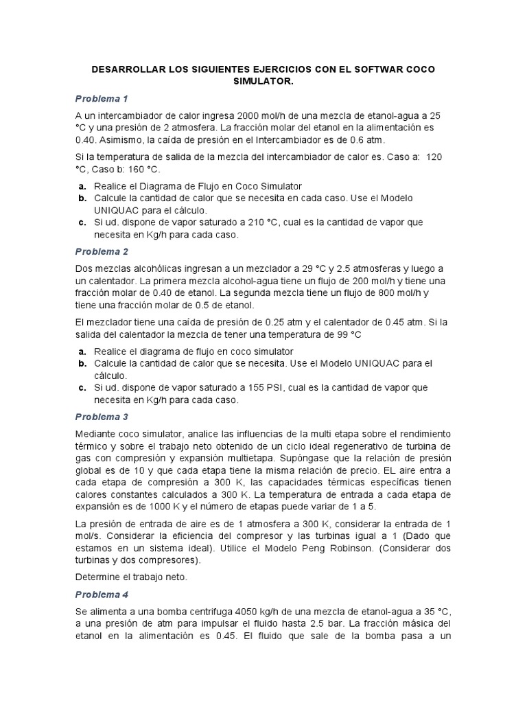 Desarrollar Los Siguientes Ejercicios Con El Softwares Coco Simulator ...