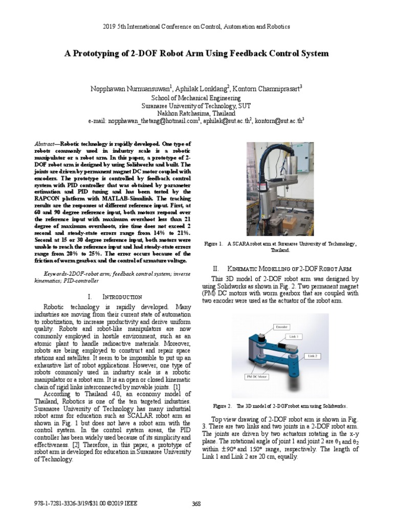 A Prototyping of 2-DOF Robot Arm Using Feedback Control System | PDF ...