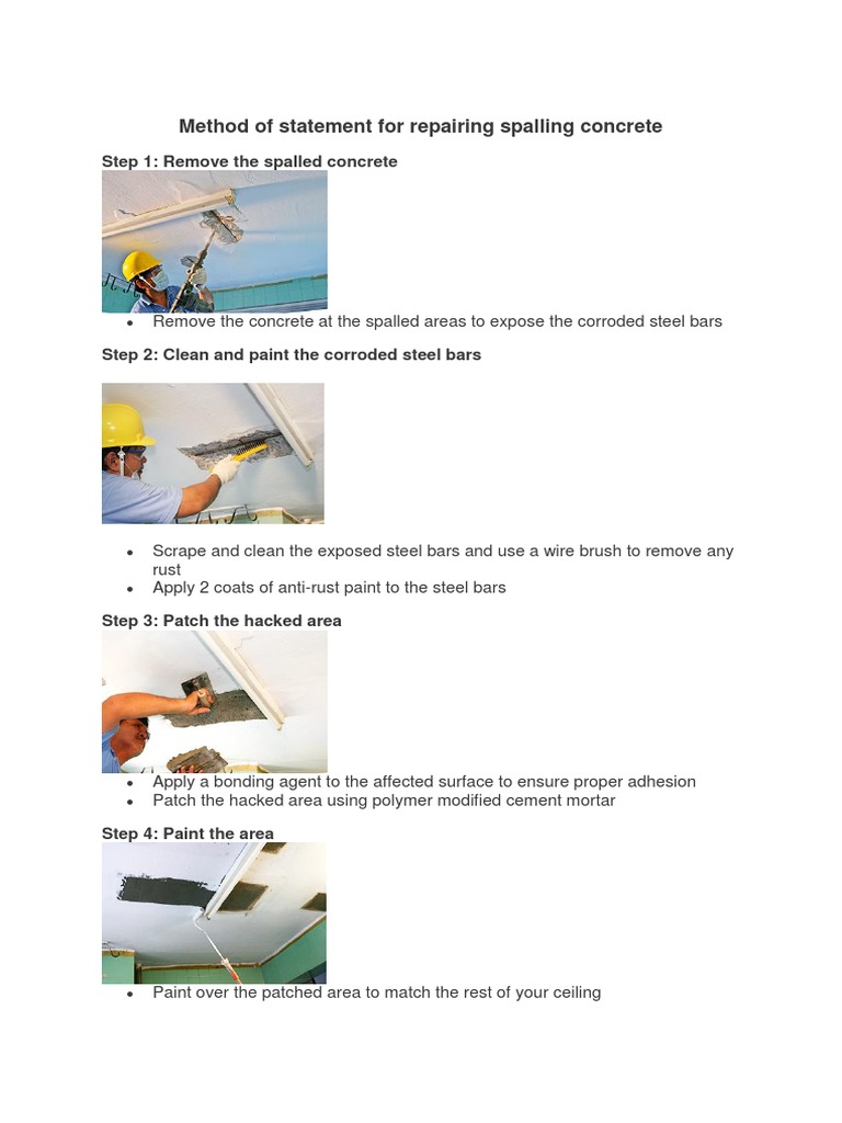 Spalling Concrete Repair Method Statement | PDF | Home & Garden ...