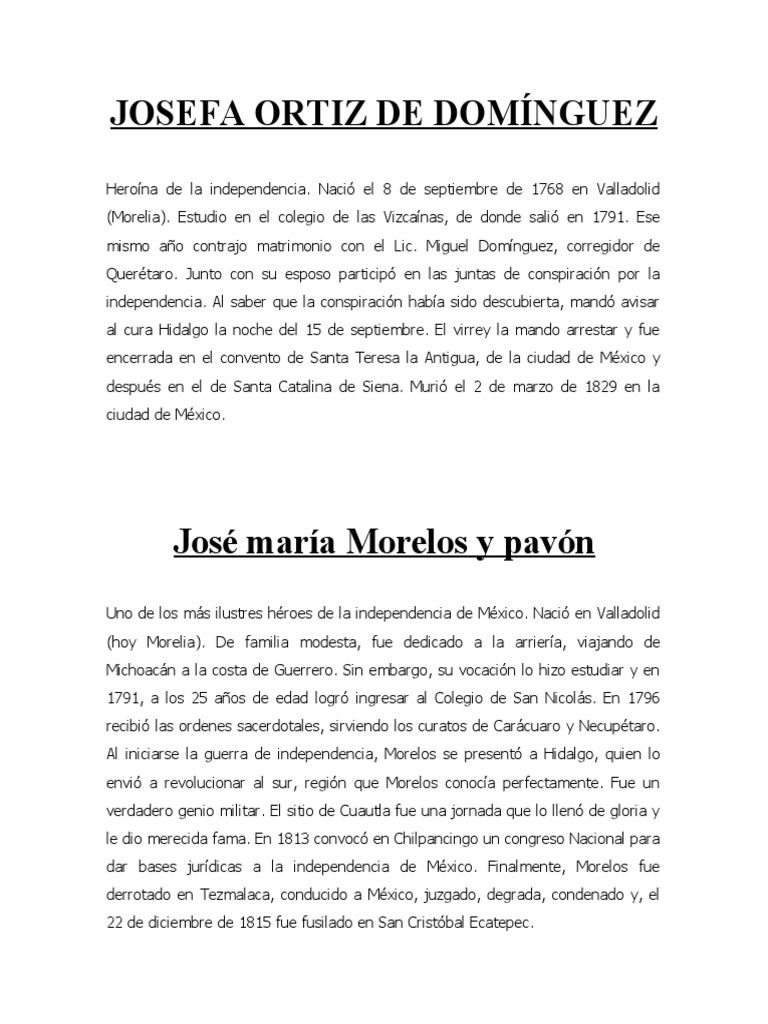 Héroes de la Independencia de México | PDF | Virreinatos del Imperio ...