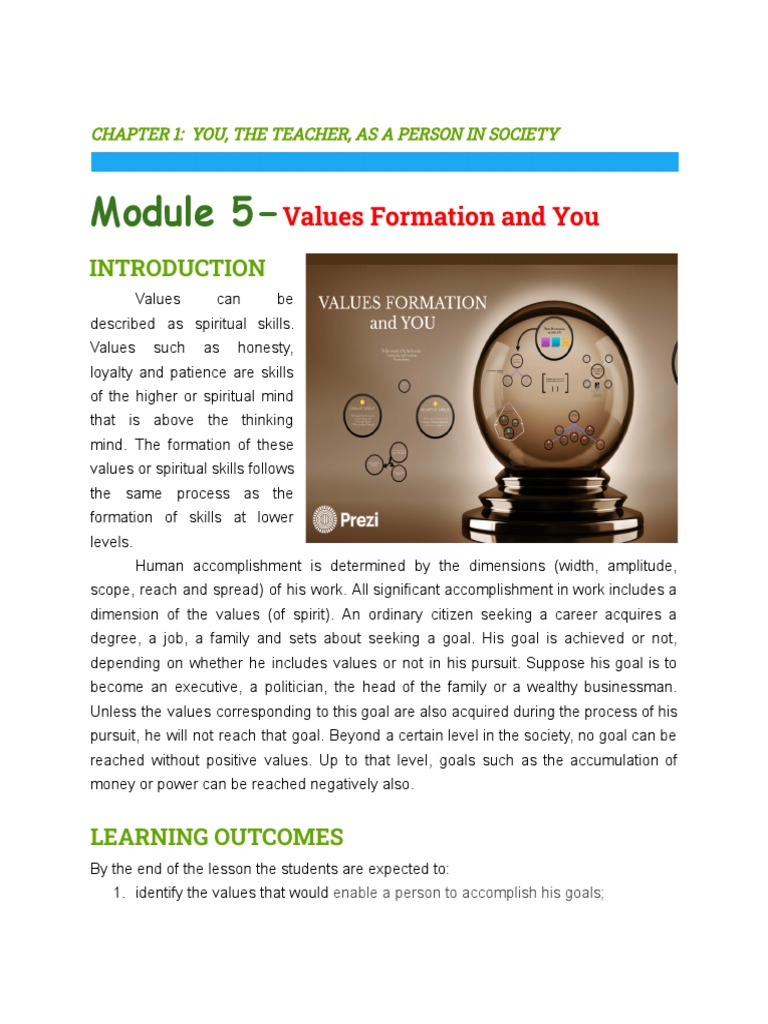 Values Formation and You: Chapter 1: You, The Teacher, As A Person in ...