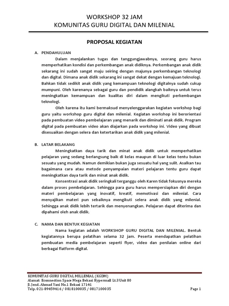 Proposal Kegiatan Workshop Guru Digital | PDF