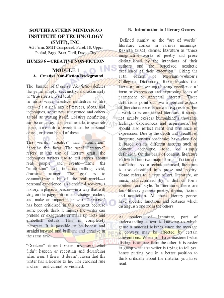 An Introduction to Literary Genres: Distinguishing Fiction from ...