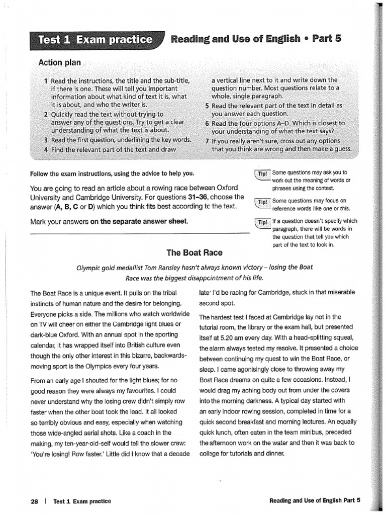 The Boat Race Reading b2 q5 | PDF