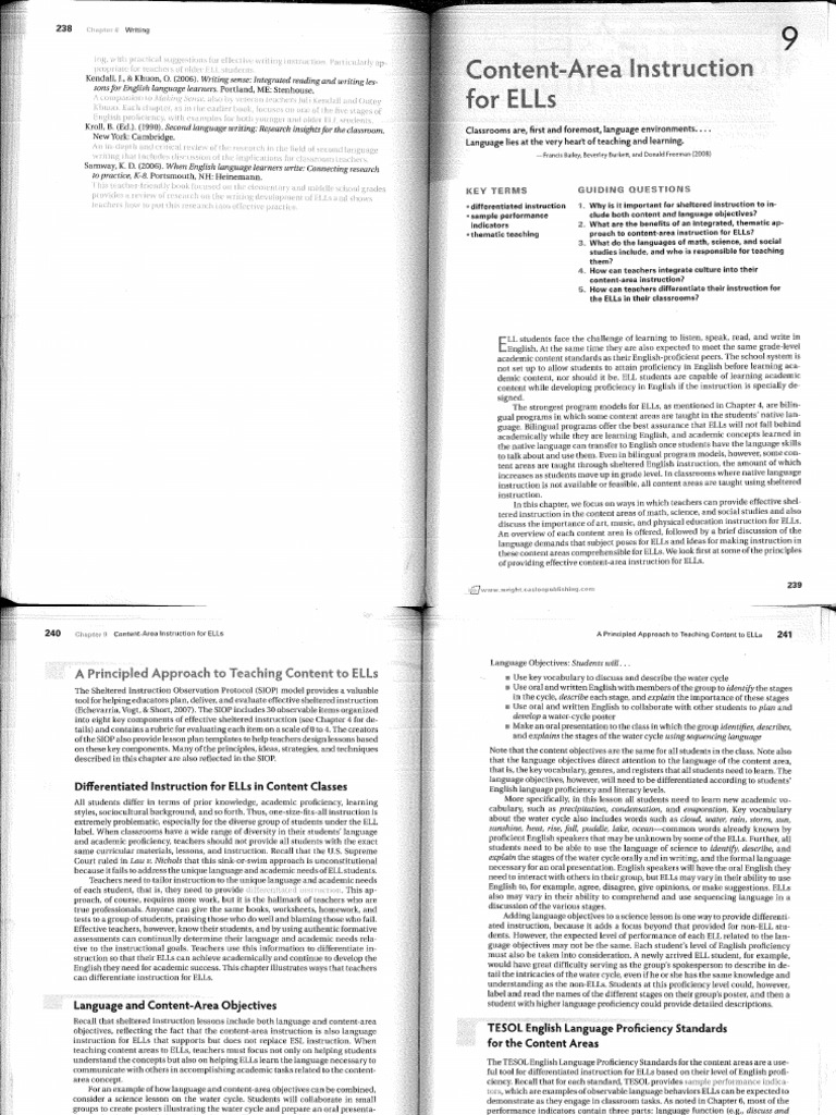 Content-Area Instruction For Ells: Connecti Es Arch | PDF | English As ...