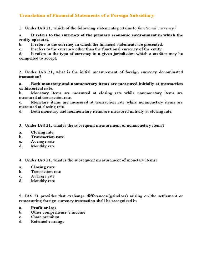 Module 6 Translation of Financial Statements | PDF | Debits And Credits ...