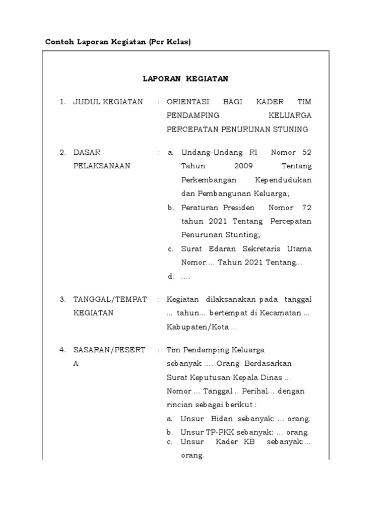 Contoh Format Laporan Kegiatan | PDF