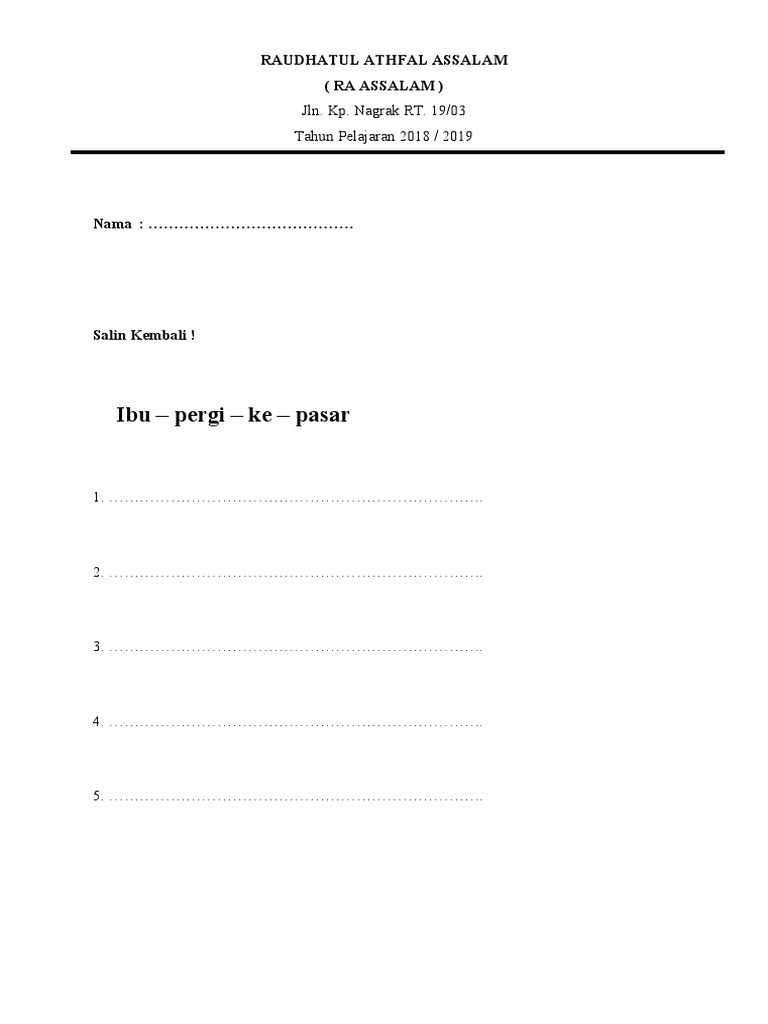 Soal RAUDHATUL ATHFAL ASSALAM | PDF | Griya & Taman