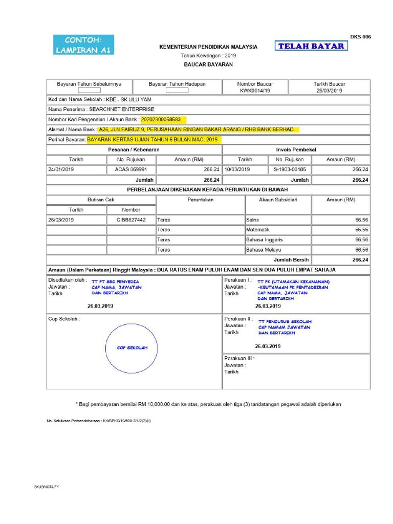 A1 Contoh Baucer Bayaran Biasa | PDF