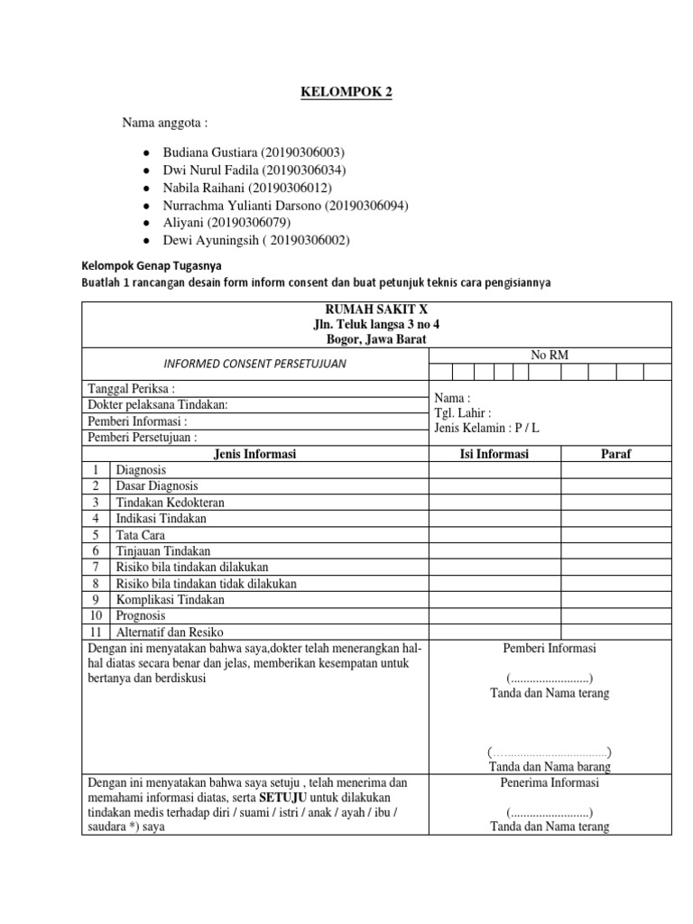 Desain Formulir Informed Consent | PDF