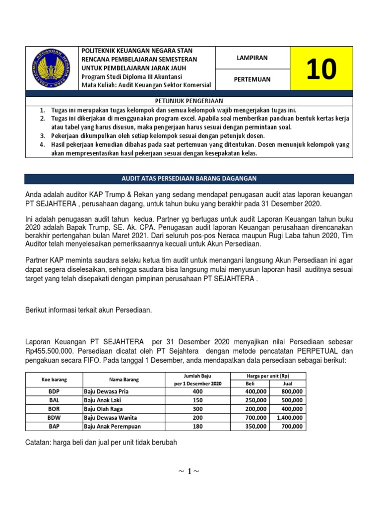 Soal Kasus Pertemuan 10 Persediaan Barang Dagangan | PDF