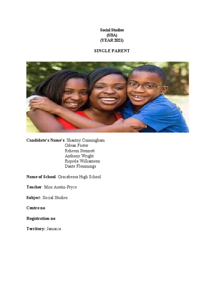 Social Studies (SBA) (YEAR 2021) Single Parent | PDF | Single Parent ...