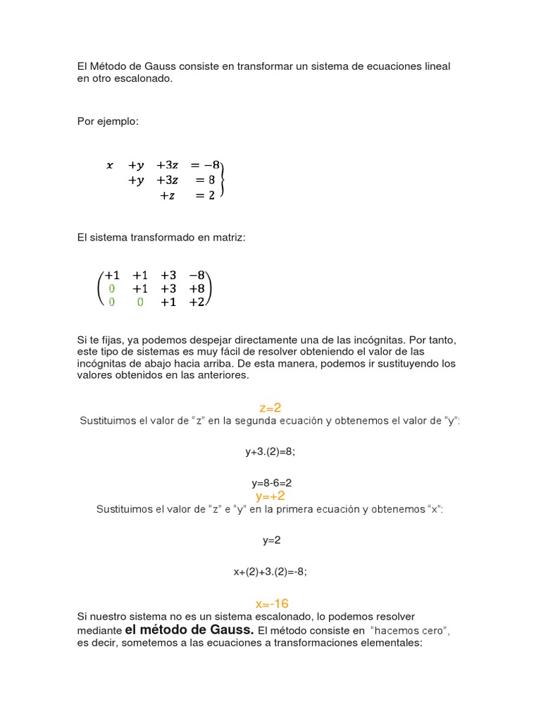 El Método de Gauss | PDF | Matemáticas | Álgebra
