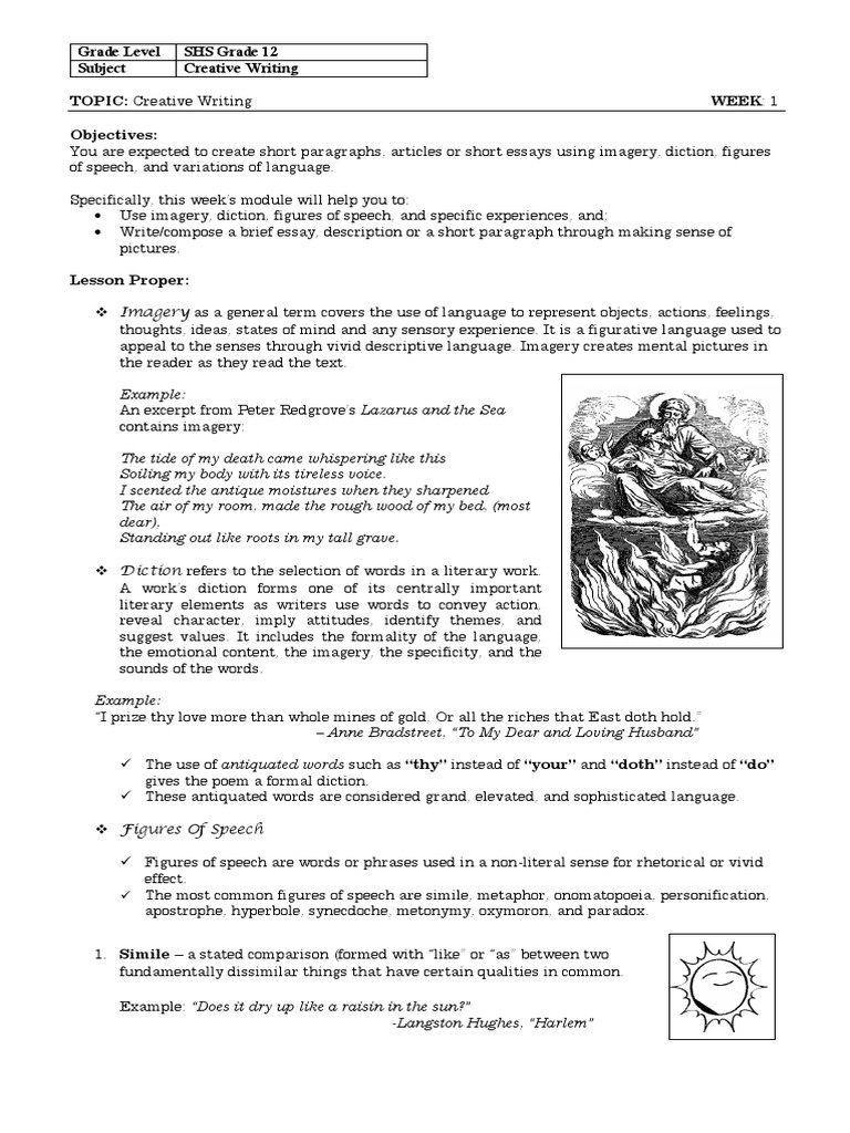 Creative Writing Week 1-8 | PDF | Narration | Poetry