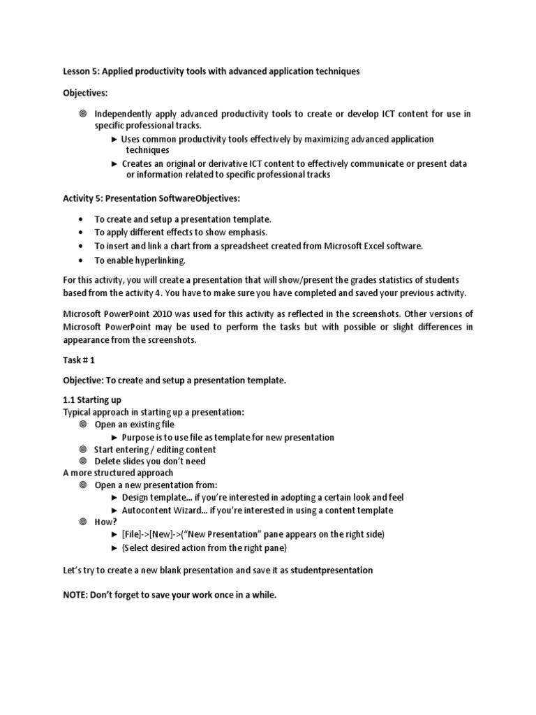 Activity 5 Presentation Software | PDF | Microsoft Excel | Spreadsheet