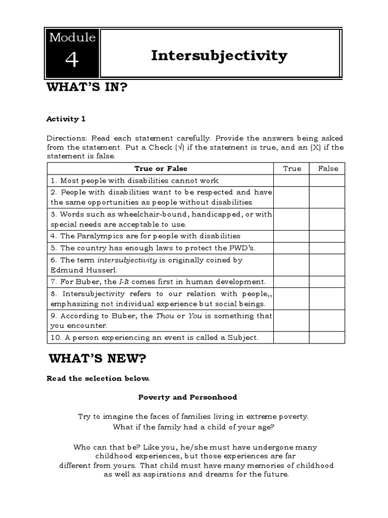 Philo Q2 M4 Lessons Activity | PDF | Disability | Human Nature
