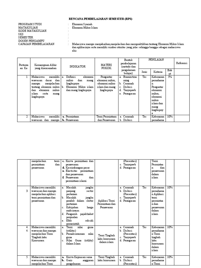 RPS Ekonomi Mikro | PDF