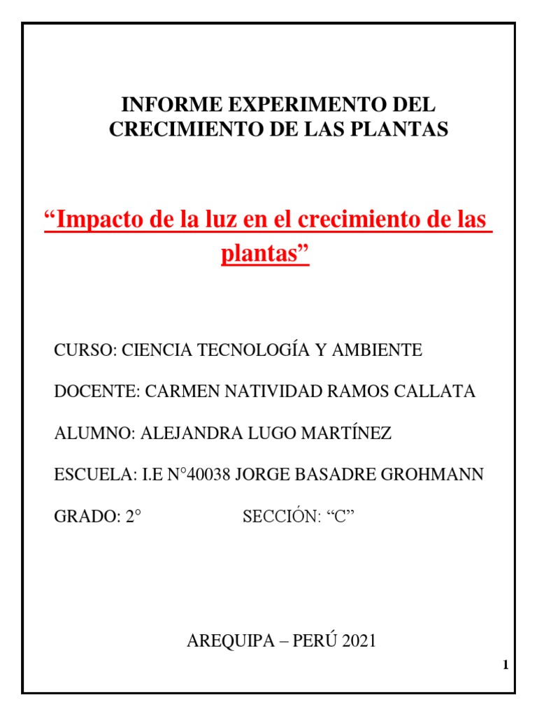 S35 Informe Experimento Plantas | PDF | Experimentar | Plantas