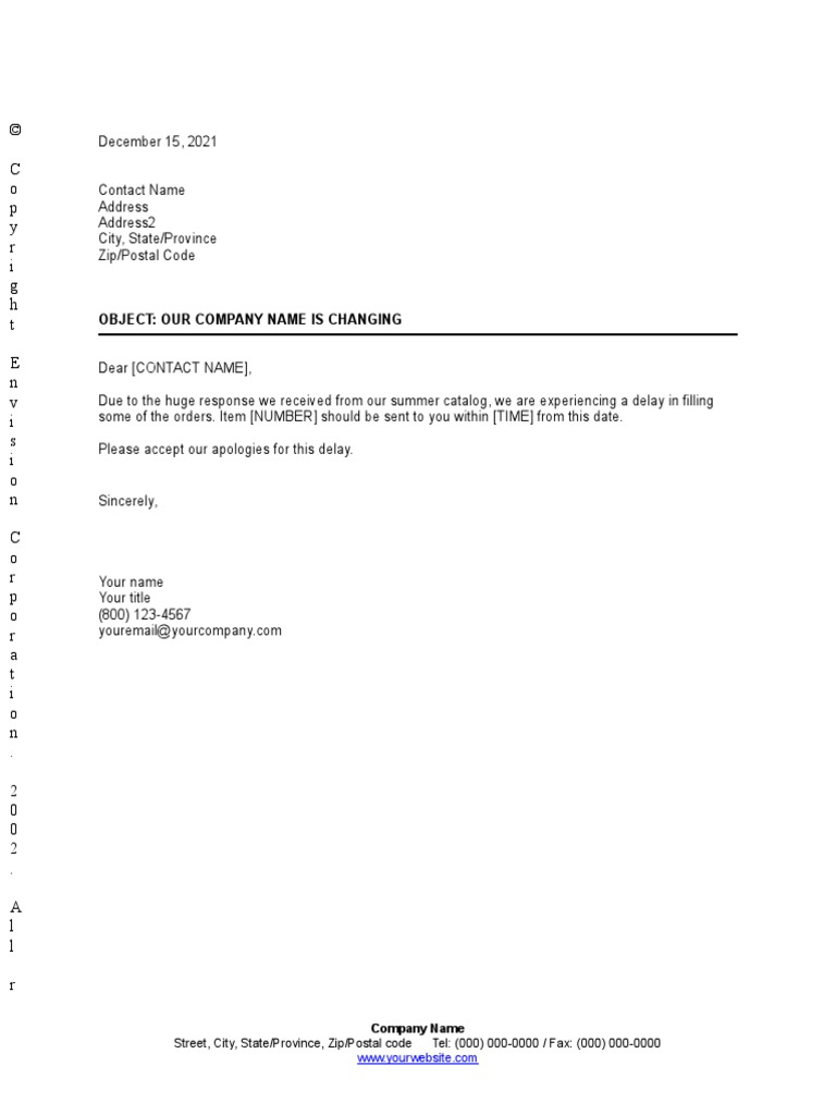 Notice of Delayed Shipment | PDF | Law