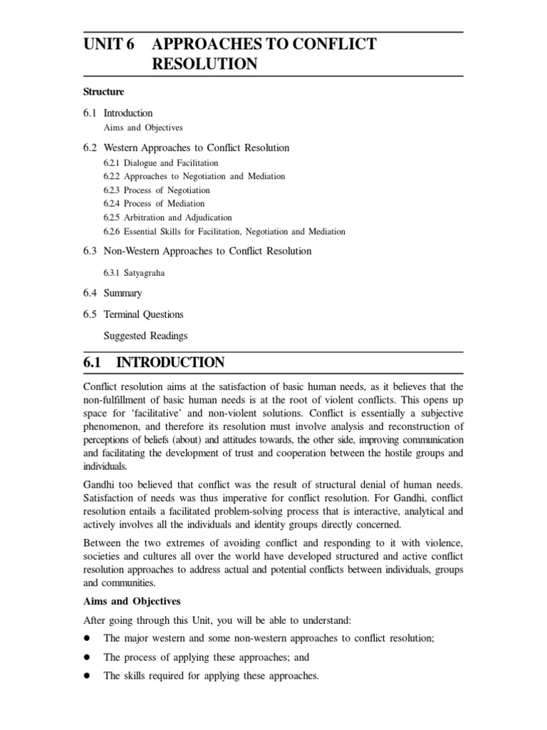 Unit 6 Approaches To Conflict Resolution: Structure | PDF | Mediation ...