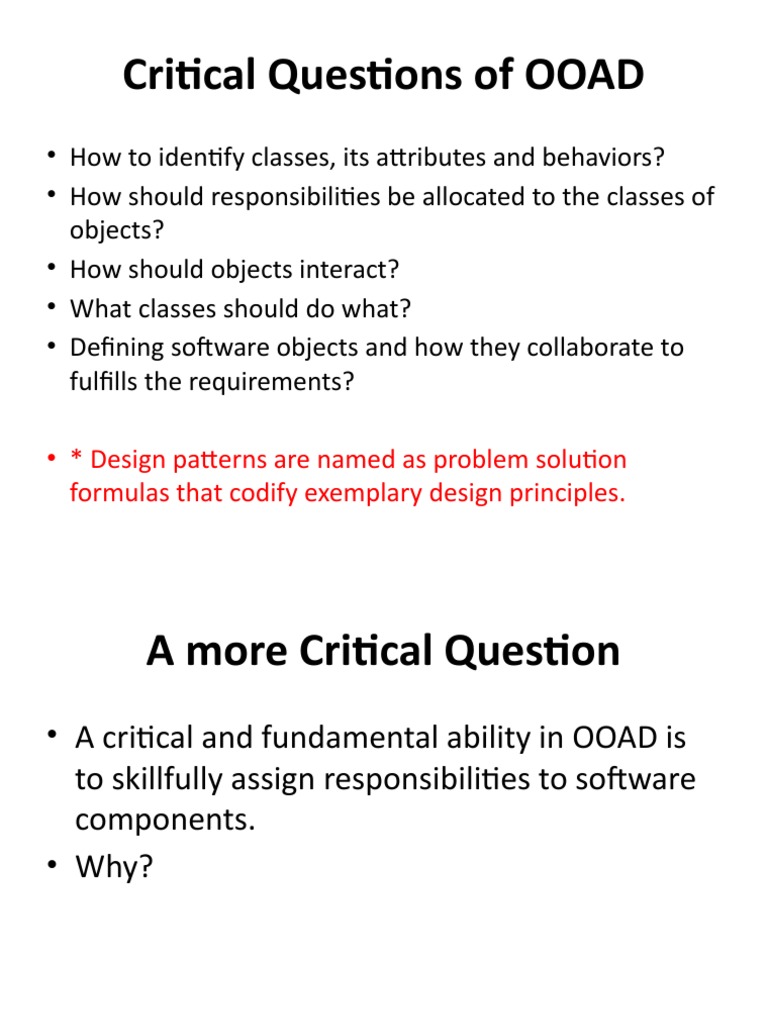 Lec 2 and 3 Critical Questions of OOAD | PDF | Computing | Systems Engineering