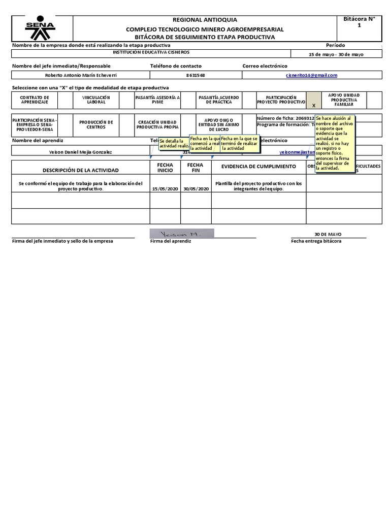 Bitacora 1 Yeison Daniel Mejia Gonzalez | PDF | Blog