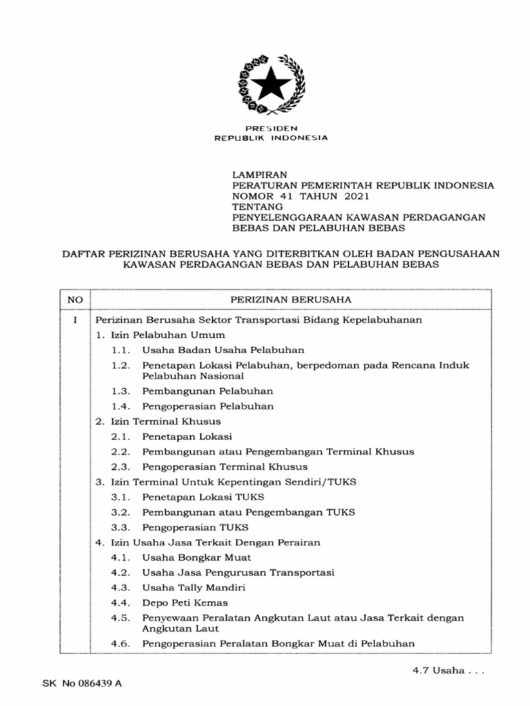 Pp Nomor 41 Tahun 2021 Lampiran Pdf