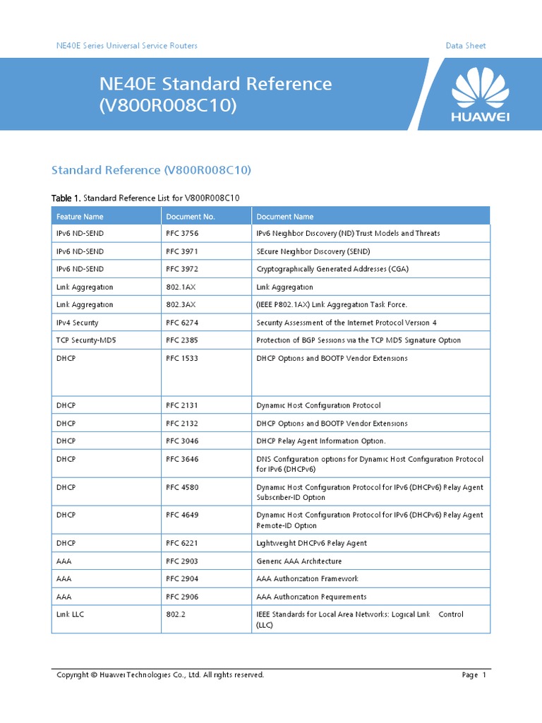 NE40E Standard Reference (V800R008C10) | PDF | Networking ...