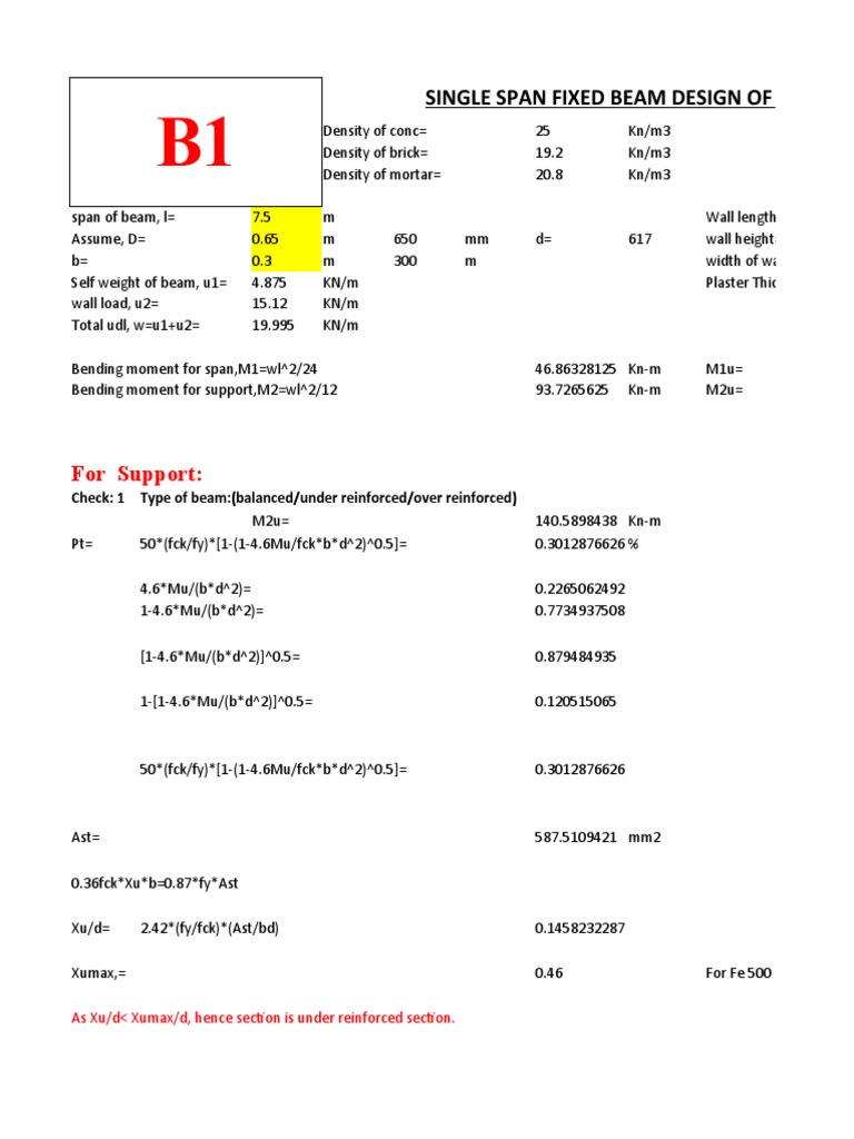 Beam Design With Deflection Check Pdf Beam Structure Reinforced
