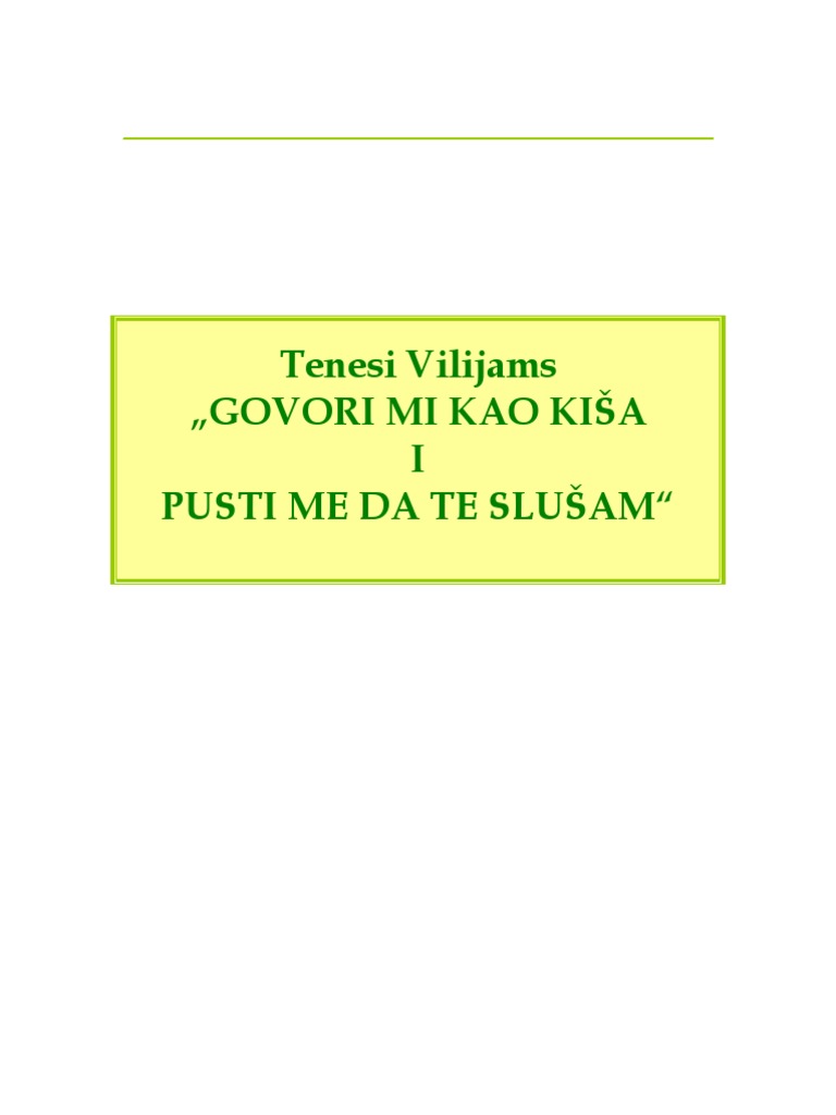 Govori Mi Kao Kiša... T.vilijams | PDF