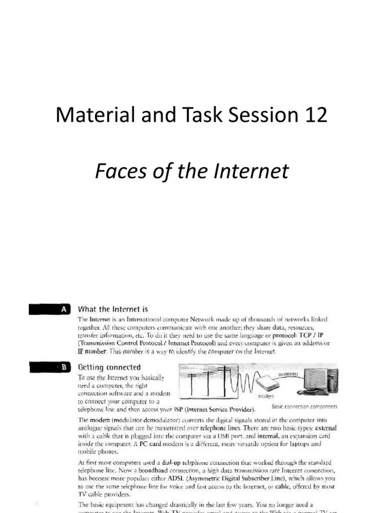 Material and Task 12 - Faces of The Internet | PDF